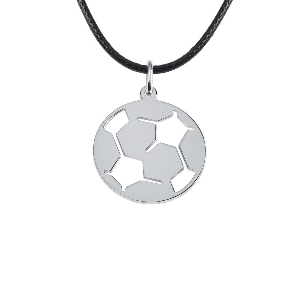 Ασημένιο μενταγιόν με τραφορέ μπάλα ποδοσφαίρου FB08 – Cosiecosa